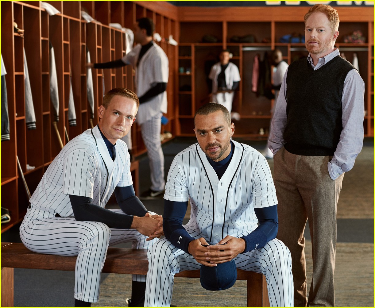 Jesse Williams Patrick J Adams Get Into Uniform For Take Me Out jesse-williams-patrick-j-adams-get-into-uniform-for-take-me-out