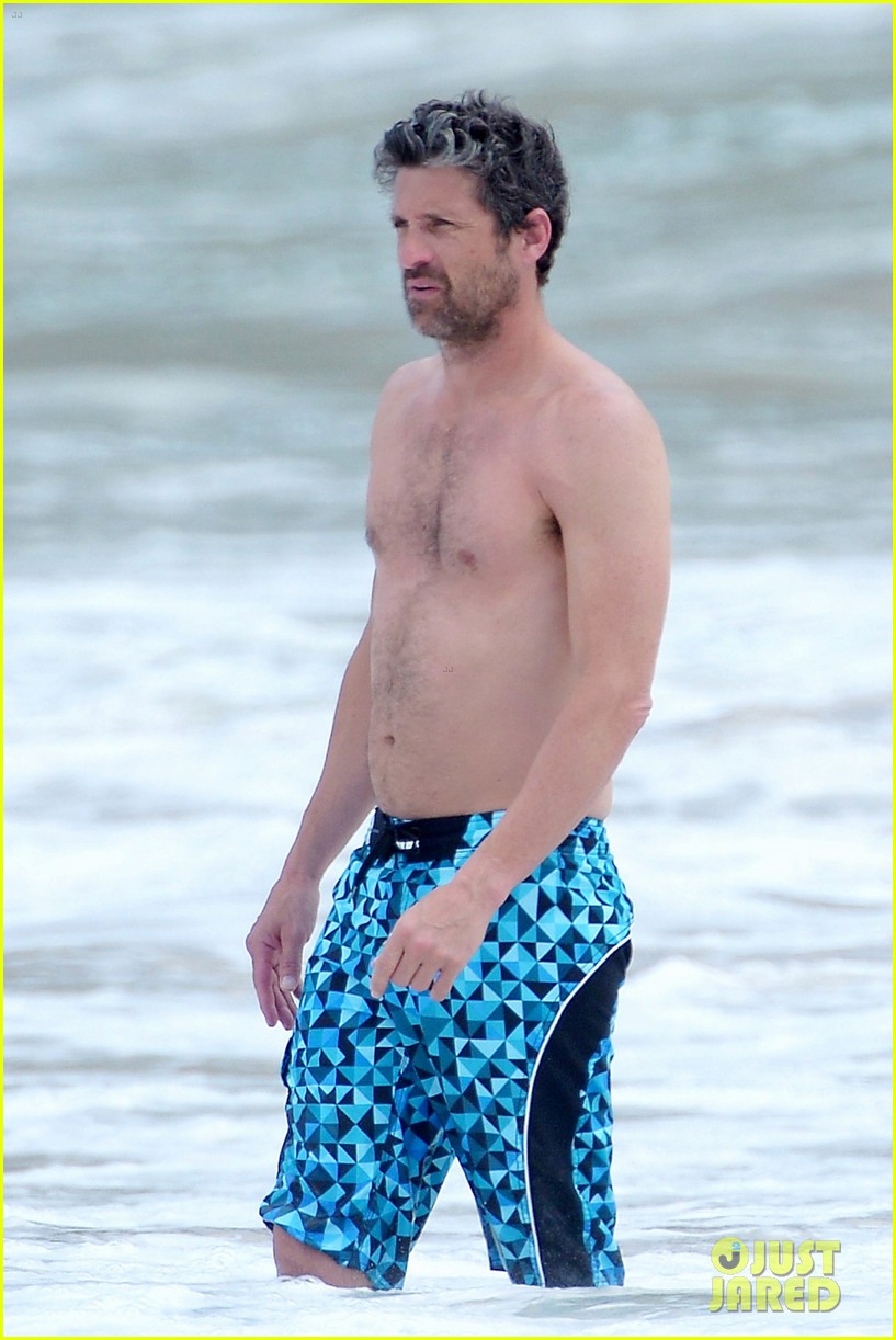 Shirtless Patrick Dempsey Continues His Beach Vacation with Wife ...