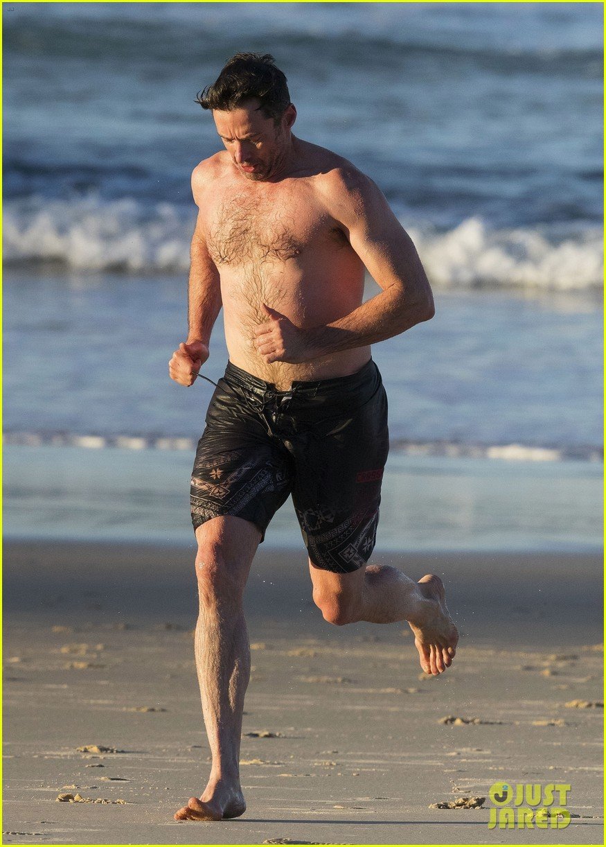 Hugh Jackman Hits the Beach with His Speedo-Clad Trainer!: Photo ...