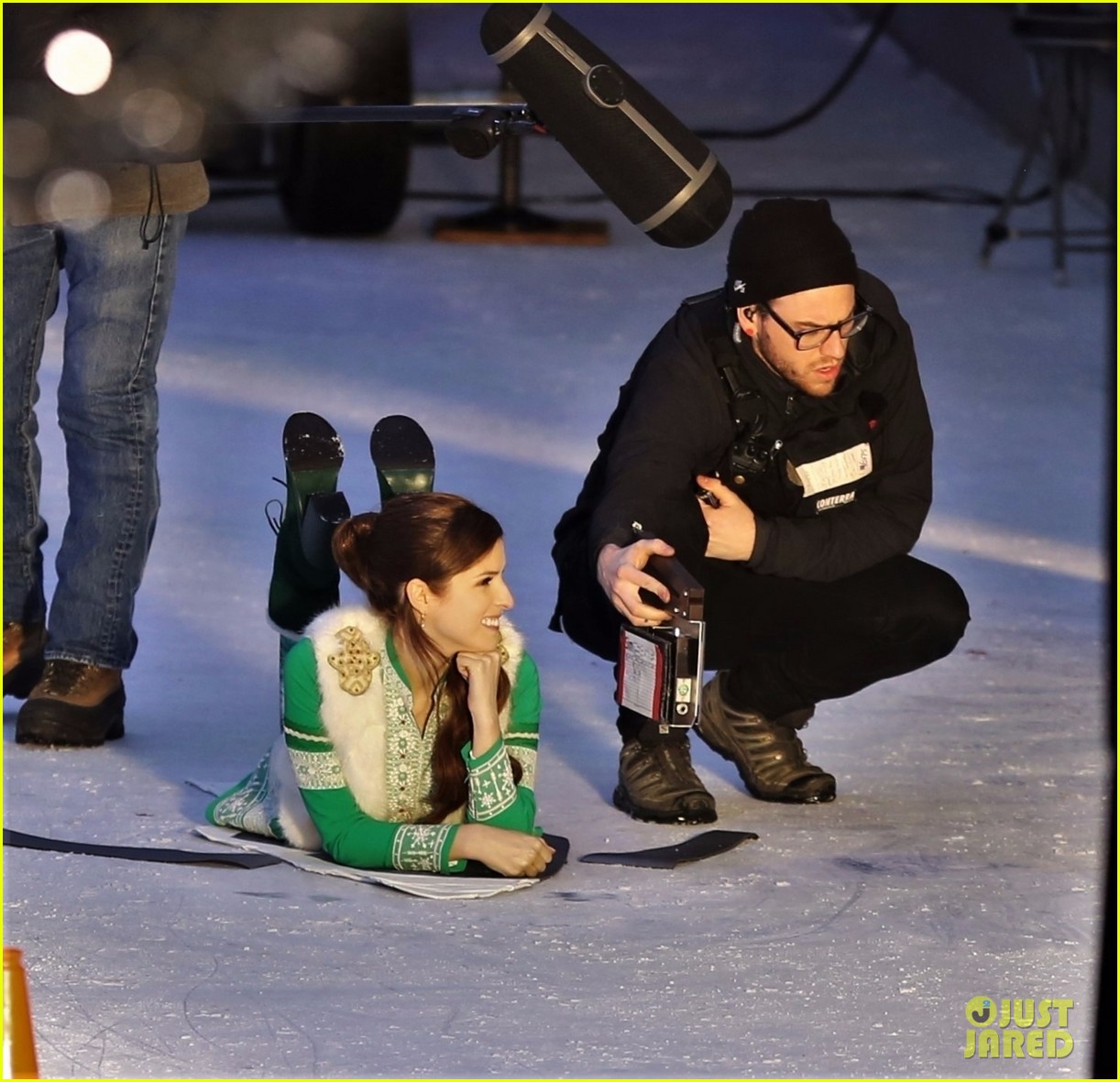 Anna Kendrick Gets Chilly on the Ice While Filming Christmas Movie ...