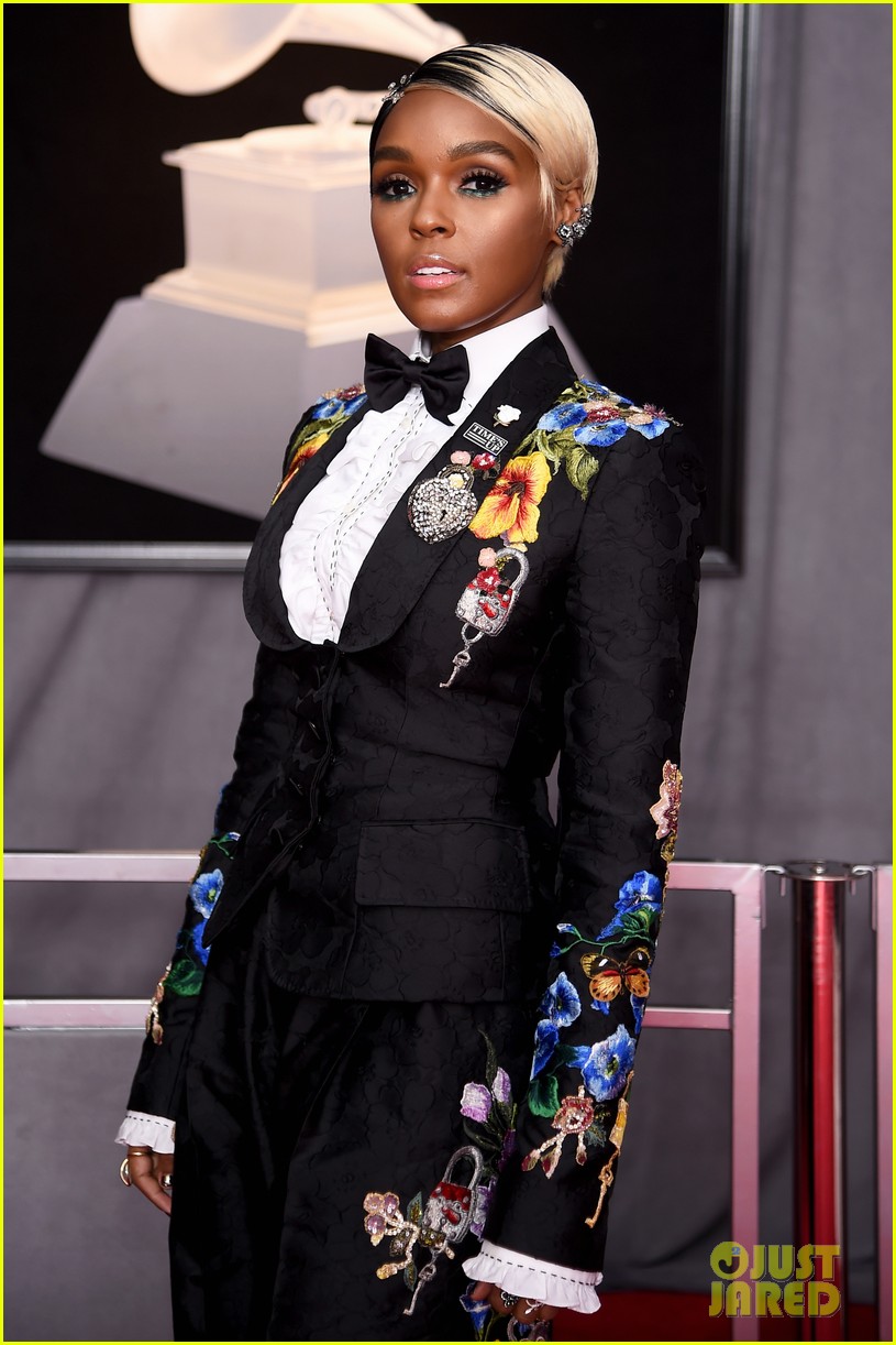 Janelle Monae Suits Up With Florals on the Red Carpet at Grammys 2018 ...