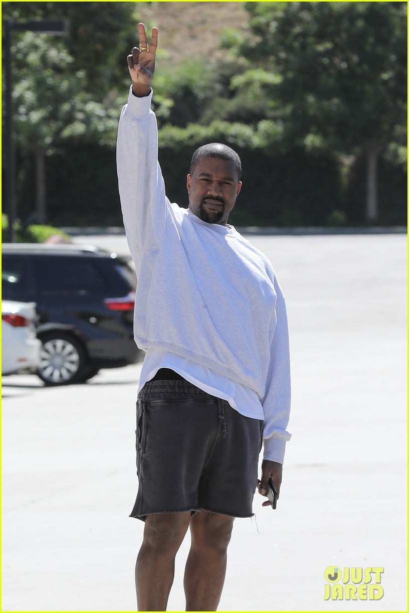 Kanye West Flashes a Big Smile & a Peace Sign on His 41st Birthday ...